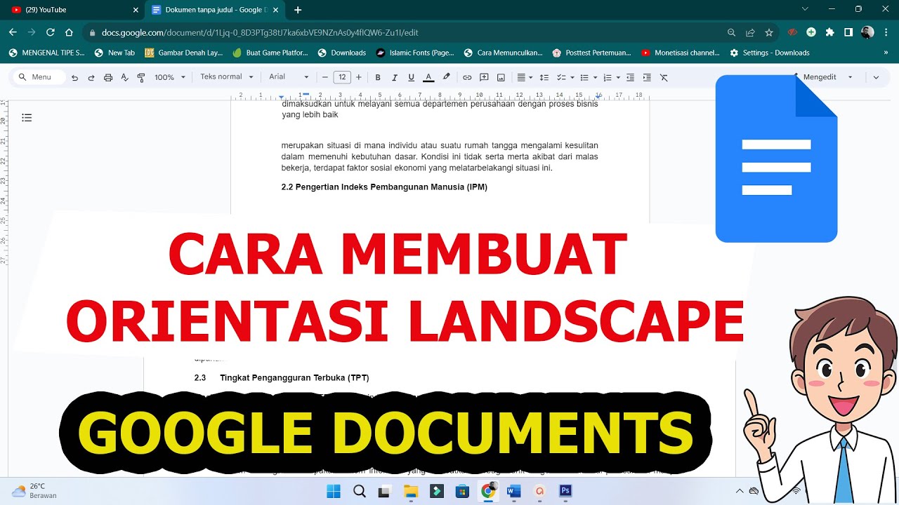 Cara Membuat Halaman Landscape Pada Halaman Tertuntu Google Doc - YouTube