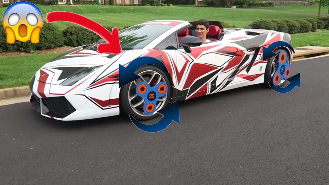 UNE LAMBORGHINI AVEC DES ROUES HAND SPINNER !!! - YouTube