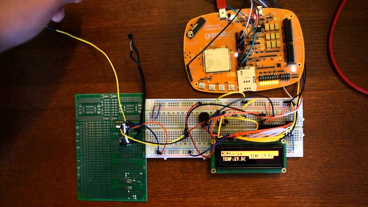 Javascript (M2MScript) driven modem Gemalto EHS6 + I2C + 1Wire - YouTube