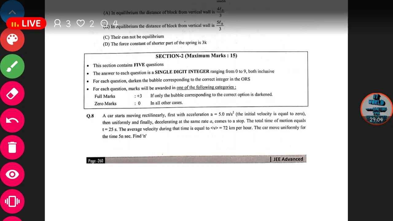 jee advanced mock test paper live solving and discussion - YouTube