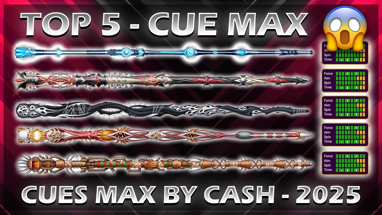🤯 TOP 5 MAX CUES in 8 Ball Pool! (Best Cues for 2025) 🎱🔥- 8 Ball Pool 🎱 ...