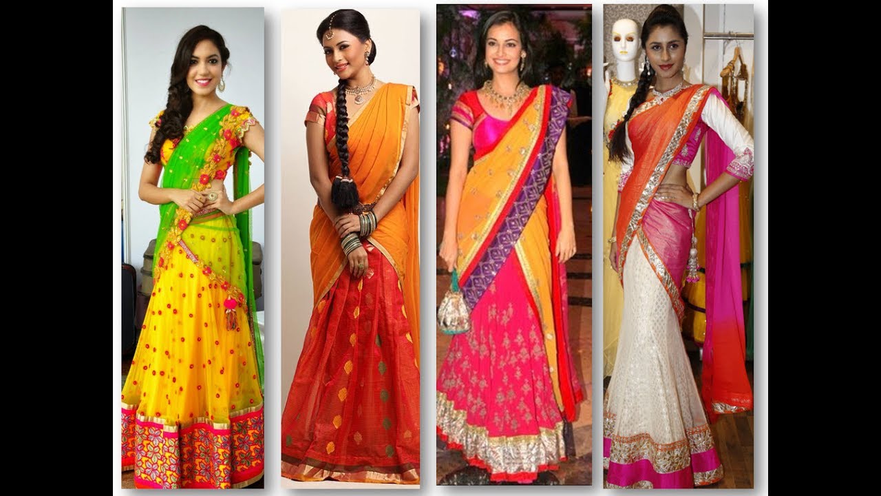 Latest Half Saree Models - YouTube