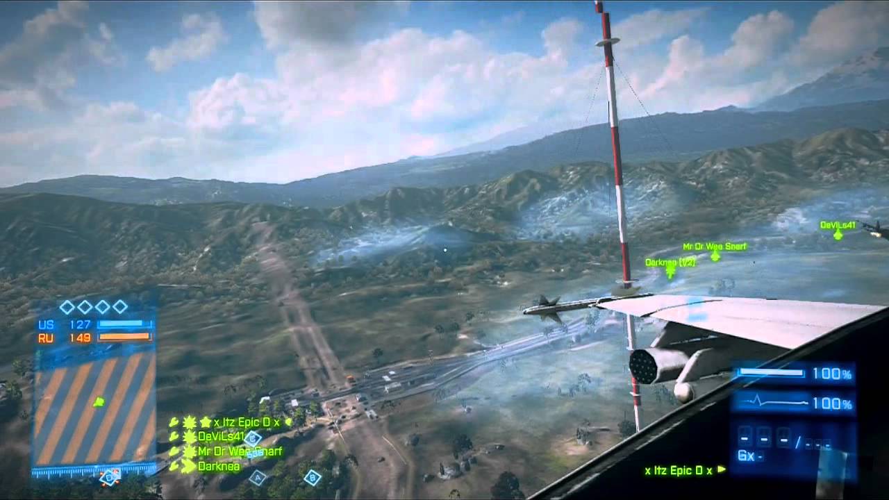 Battlefield 3 Aerial Stunts Jet and Scout heli + Formation Flying - YouTube