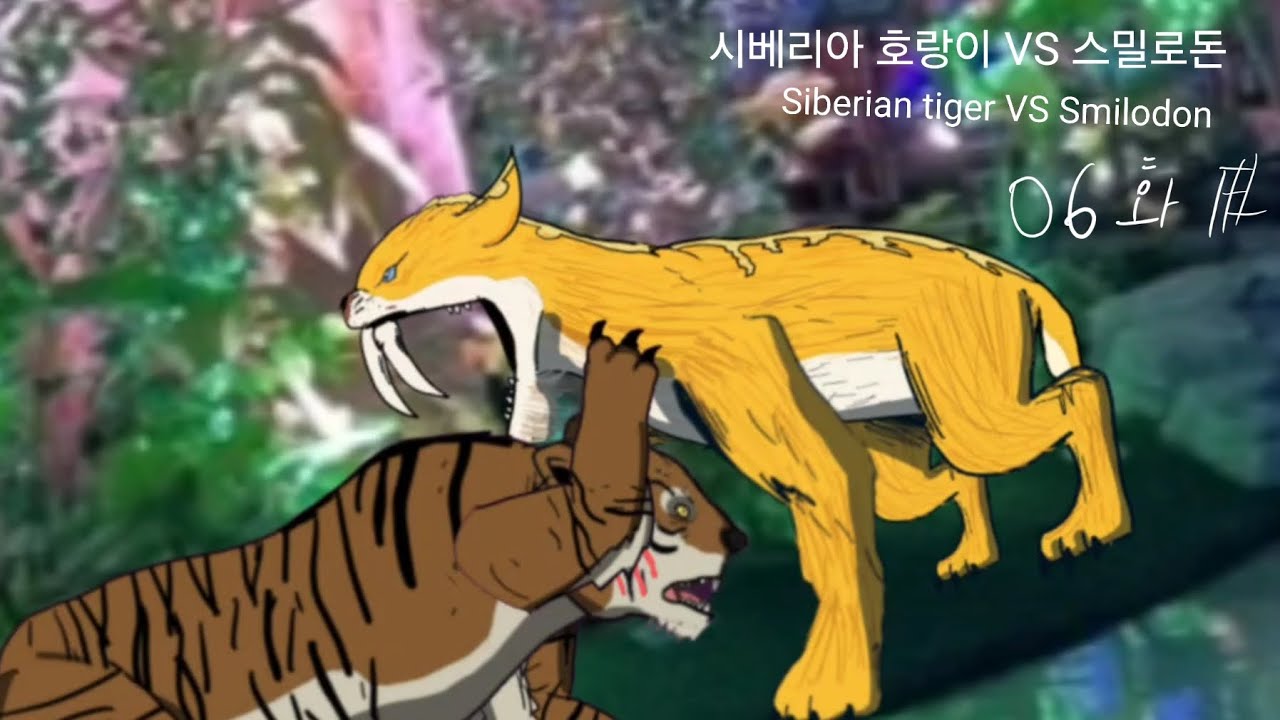 최강 동물왕 왕중왕전 6화 시베리아 호랑이 VS 스밀로돈 Siberian tiger VS Smilodon (강동현tv ...