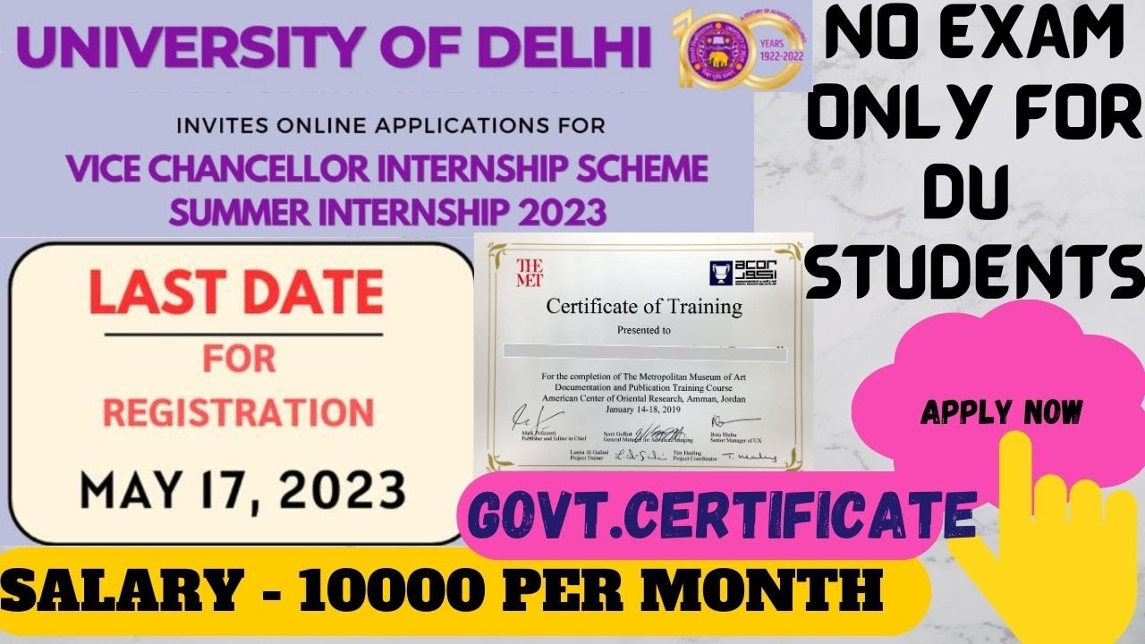 UNIVERSITY OF DELHI|| DELHI UNIVERSITY Internship || DU Summer ...