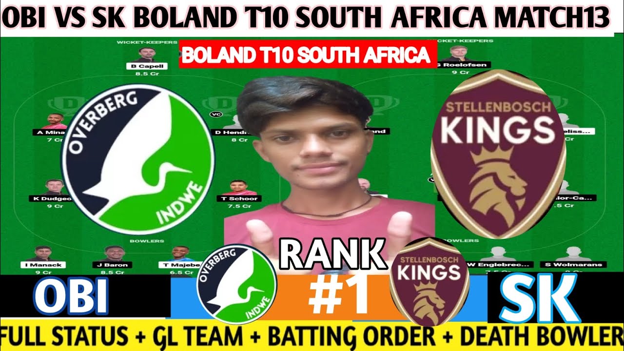 OBI vs SK DREAM11 || OBI vs SK DREAM11 PREDICTION || BOLAND T10 SOUTH ...