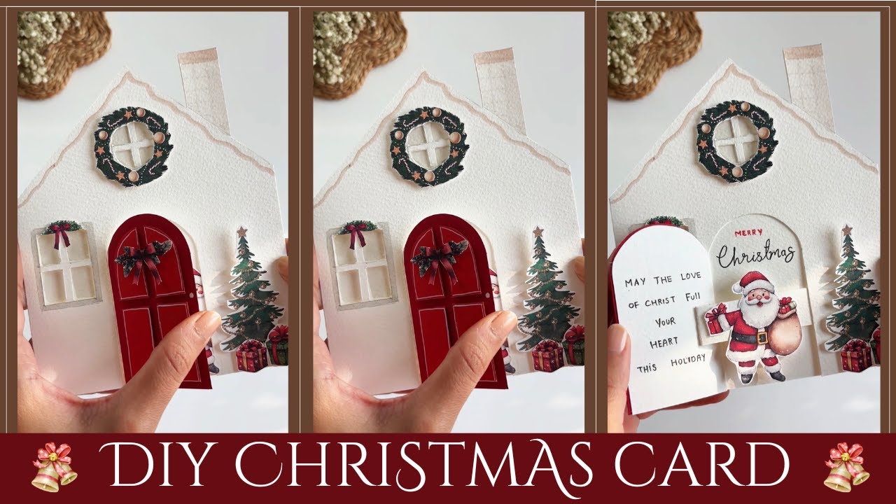 “DIY Christmas House Card 🎄 | Magical Pop-Up Christmas Surprise Card ...