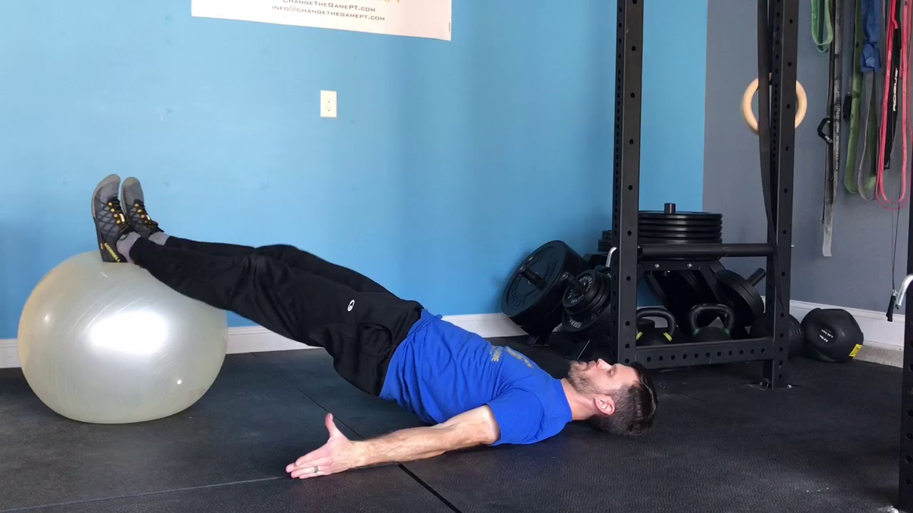 Double Leg Hamstring Swiss Ball Rollout - YouTube