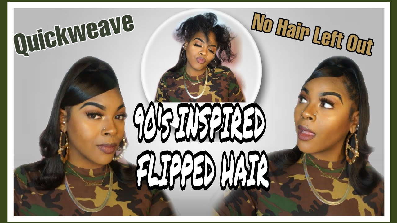 HOW TO: FLIP PONYTAIL | 90'S INSPIRED HAIR TUTORIAL | QUICKWEAVE - YouTube