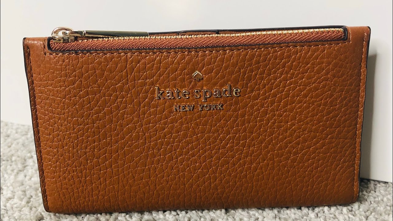 KATE SPADE Slim Bifold Wallet with Pebble Leather in Warm Gingerbread # ...