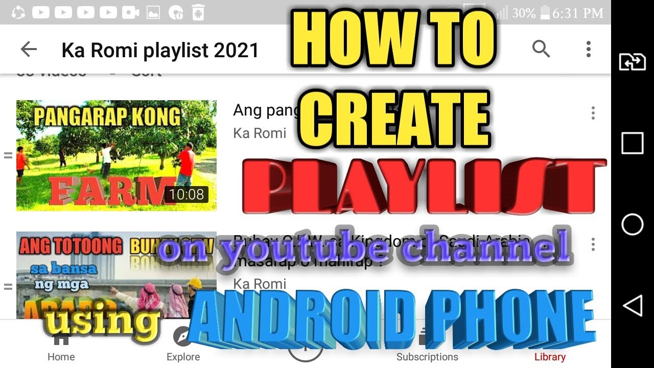 How to create youtube video playlist (using android phone)aa - YouTube