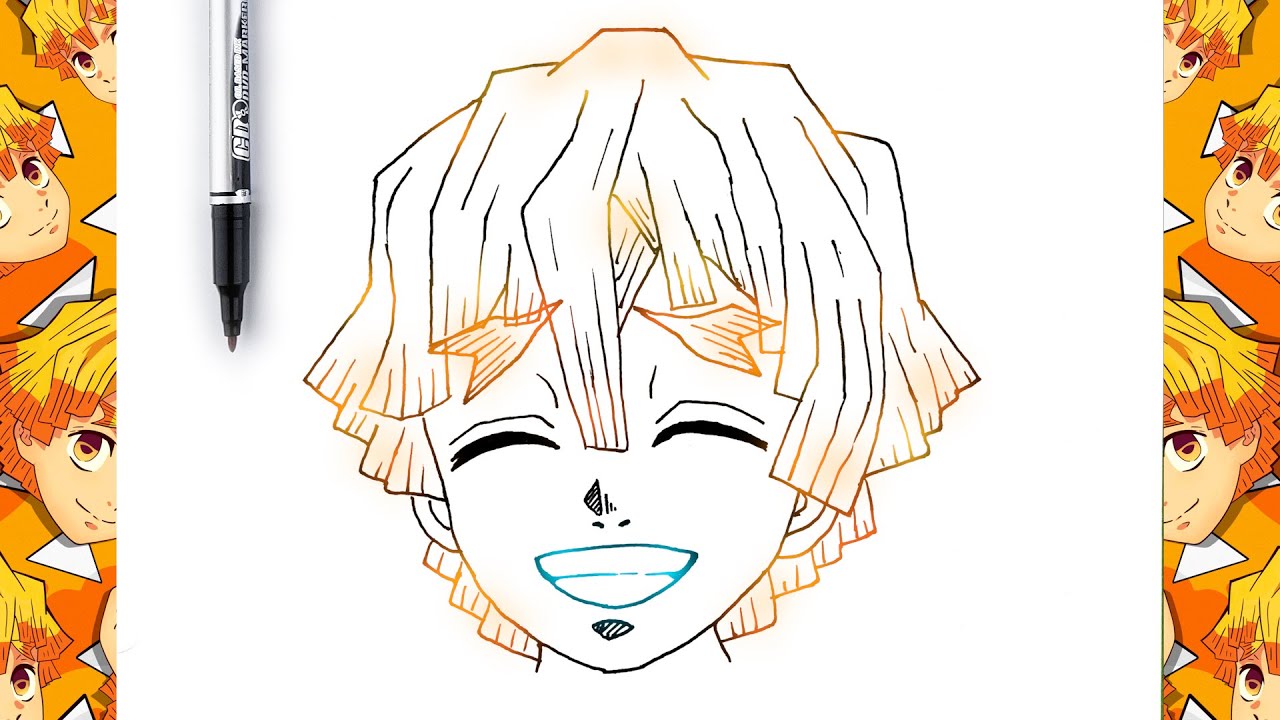 how to draw zenitsu agatsuma | drawing zenitsu happy | Demon Sleyer ...
