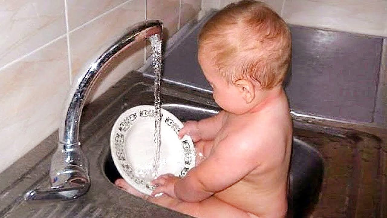 Baby Enjoys Doing Housework | Funny Baby Fails Compilation - YouTube