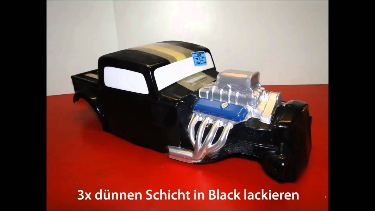 Proline Hot Rod V8 -- Lexan Karosserie lackieren - YouTube