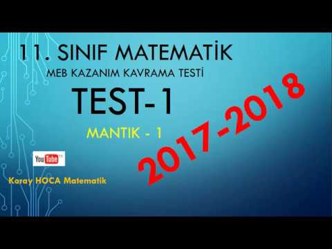 11. Sınıf Matematik MEB Kazanım Testi 1 MANTIK 2017 2018