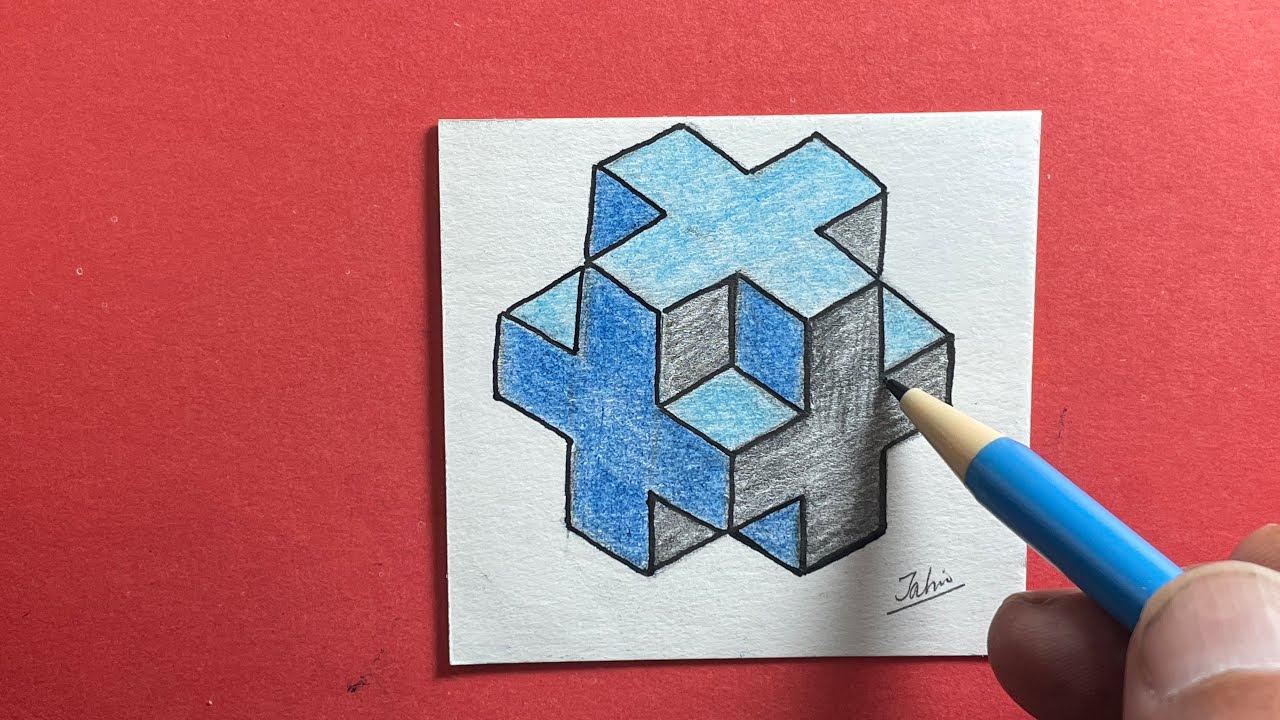 How to draw 3D plus from cubes.#drawing #calligraphytipsandtricks - YouTube