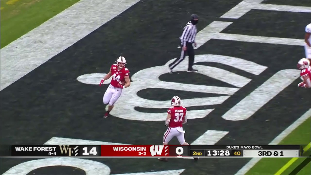 Wisconsin Runs CLASSIC Fullback Dive For Touchdown Wisconsin Vs Wake ...