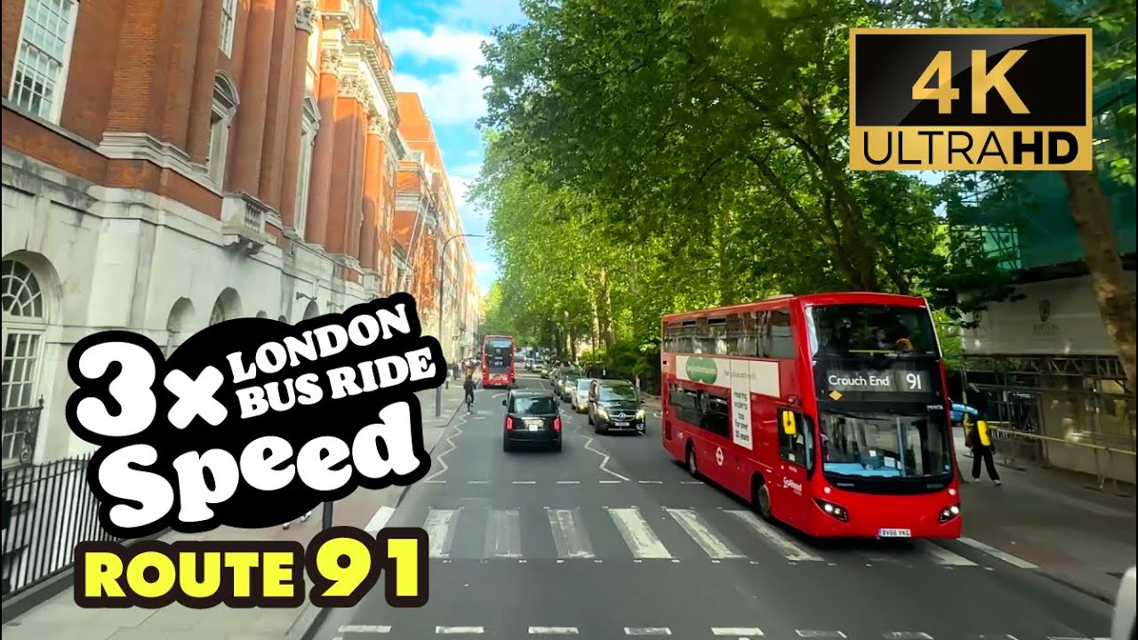 LONDON BUS RIDE 3x Speed, 91, Crouch End to Kingsway / Holborn, Tour in ...