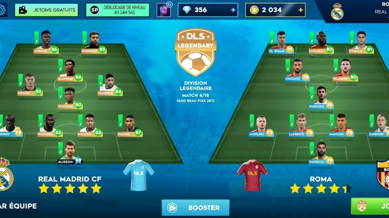 DLS 24 | REAL MADRID VS ROMA | FULL MATCH 3-1 | EN DREAM LEAGUE SOCCER ...