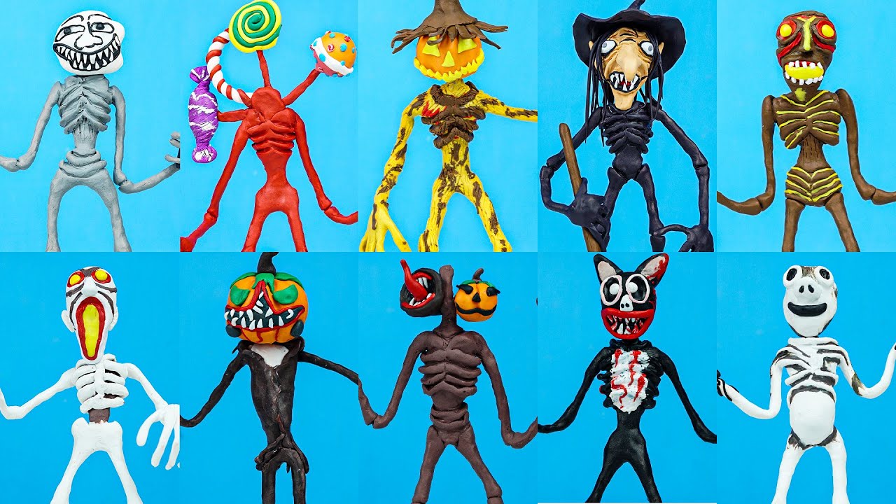 ALL SIREN HEAD Trevor Henderson In Halloween with Clay Creatures - YouTube