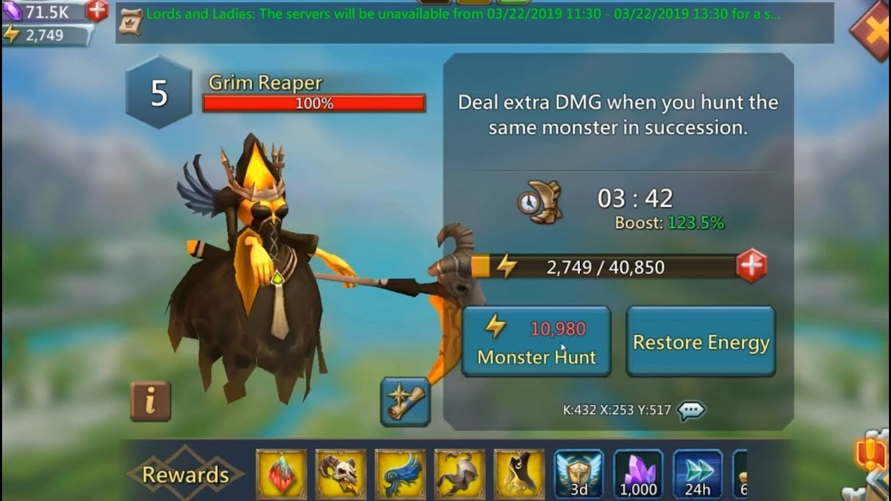 Lords mobile Monster Hunting research | 3 research in 1 day | Watcher ...