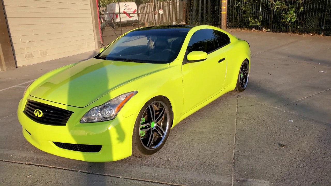 Infinity G37 Wrapped in Gloss Lime Green - YouTube