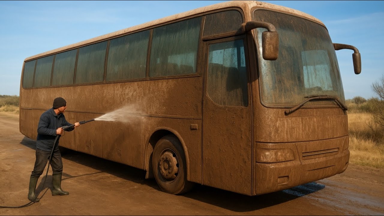DIRTIEST Bus Deep Clean EVER! | Satisfying Heavy Vehicle Wash ASMR ...