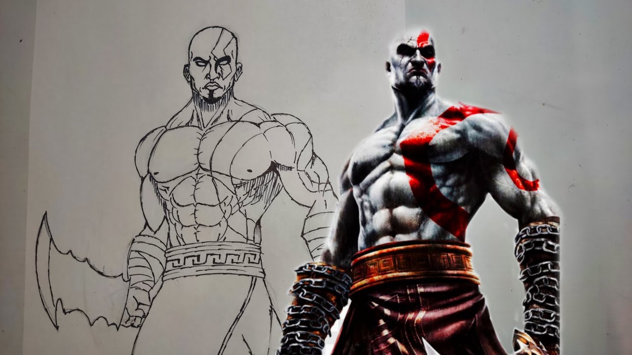 haw to draw KRATOS - YouTube