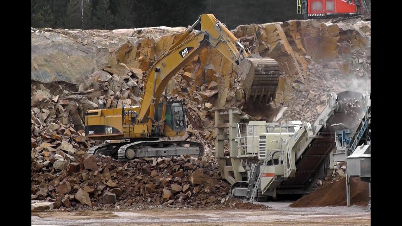 CAT 365CL Working In A Quarry - YouTube