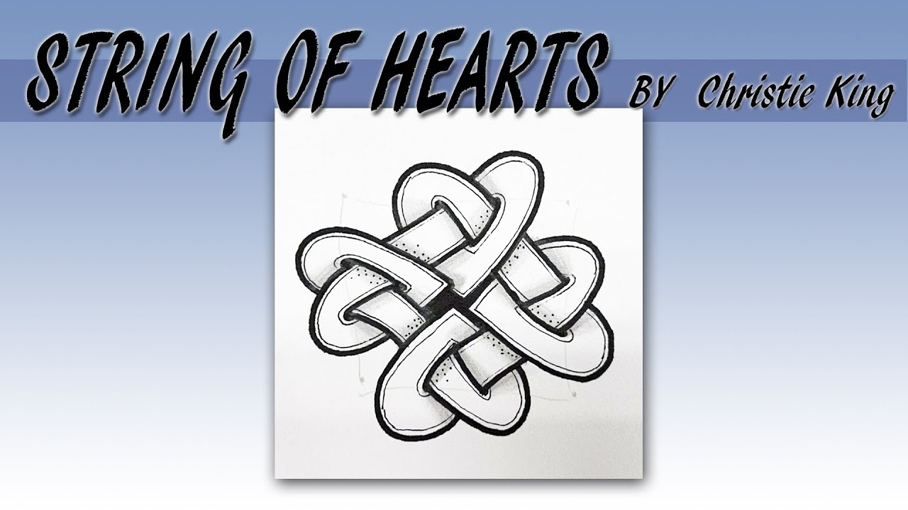 如何畫一般圖樣How to draw the Tangle Pattern STRING OF HEARTS - YouTube
