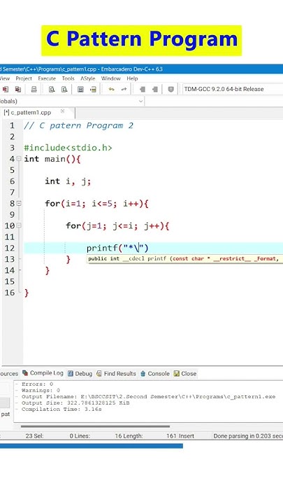 C Pattern Program 2 Fyp C Shorts Cpp Cprogramming Fypシ Reels Viral Programming Comment