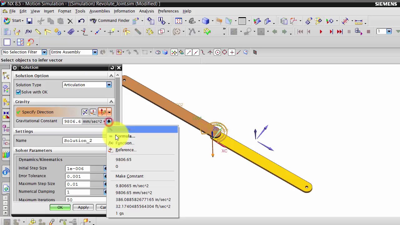 NX: Motion Simulation | Revolute Joint - Articulation Driver - YouTube