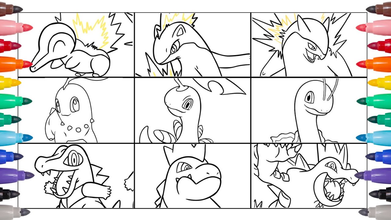 GEN 2 Starters pokemon coloring pages - YouTube