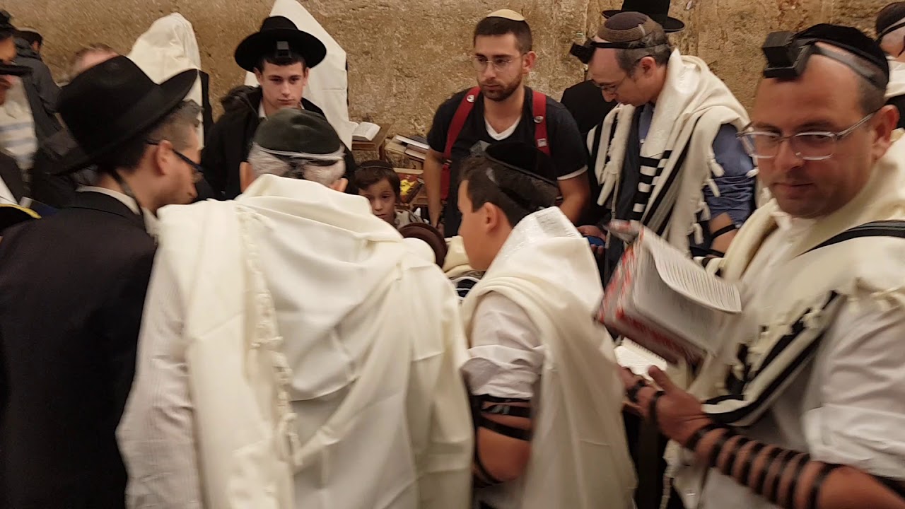 Reading the Torah at the Western Wall (Wailing Wall), Jerusalem Israel ...