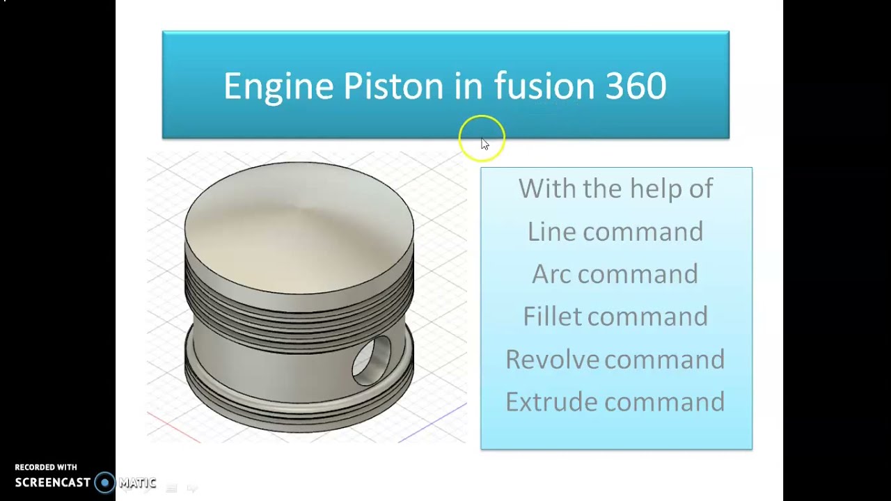 Fusion 360 | Piston | I C Engine | #fusion360 #Autodesk #autocad #catia ...
