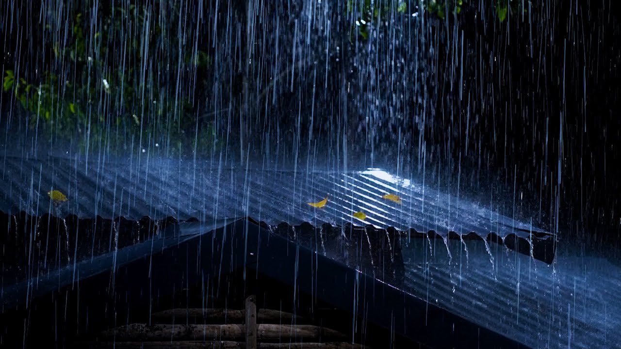 Powerful Night Thunderstorm - Heavy Rain And Thunder on a Tin Roof ...