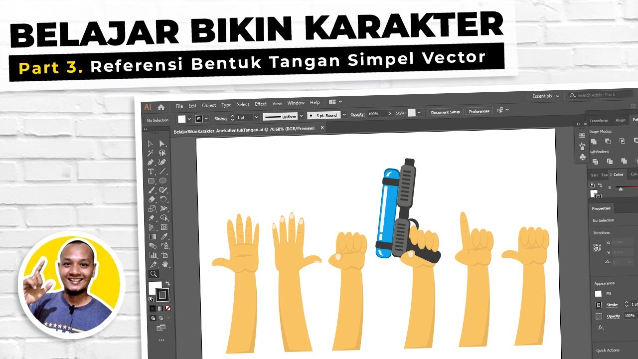 Tutorial Adobe Illustrator CC 2019 - Belajar Bikin Karakter | Part.3 ...