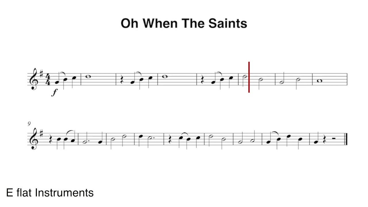 Play Along - Oh When The Saints (Eb Instruments) - YouTube