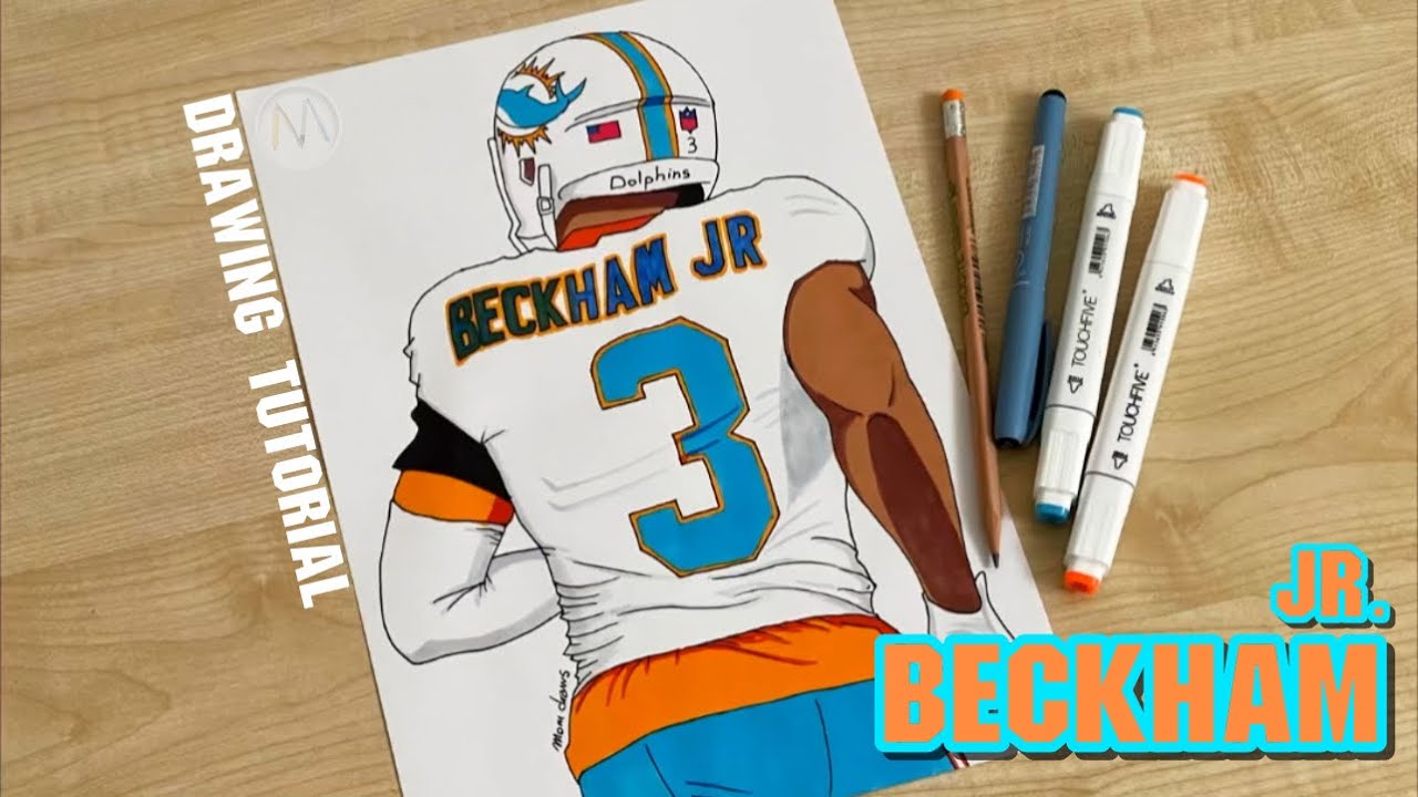 How to draw NFL players Odell Beckham Jr. / Miami Dolphins - YouTube
