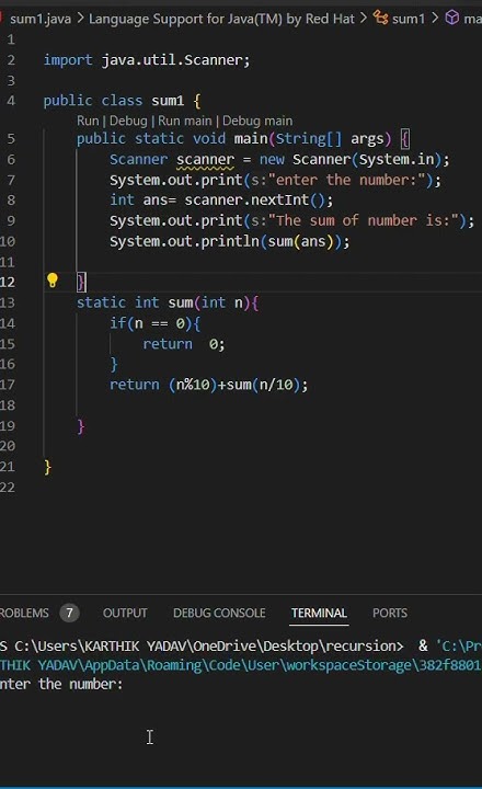 Recursion sum of numbers #array #javaclass #coding - YouTube