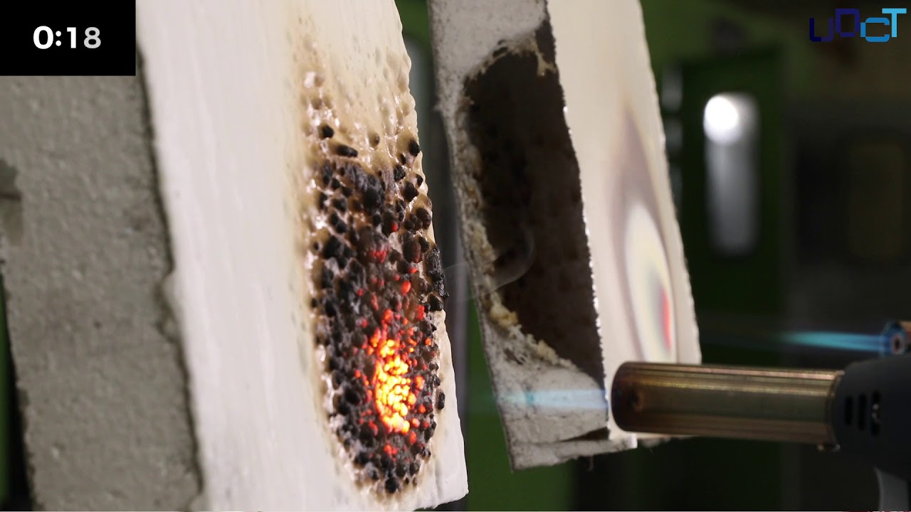 Fire Resistance Comparison Test for Styrofoam sandwich panel - YouTube