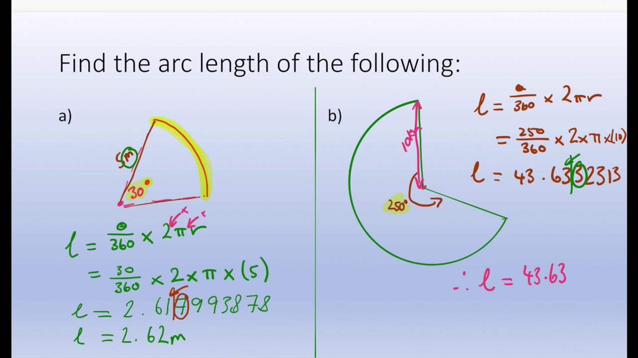 Arc and Perimeter of parts of Circles - YouTube