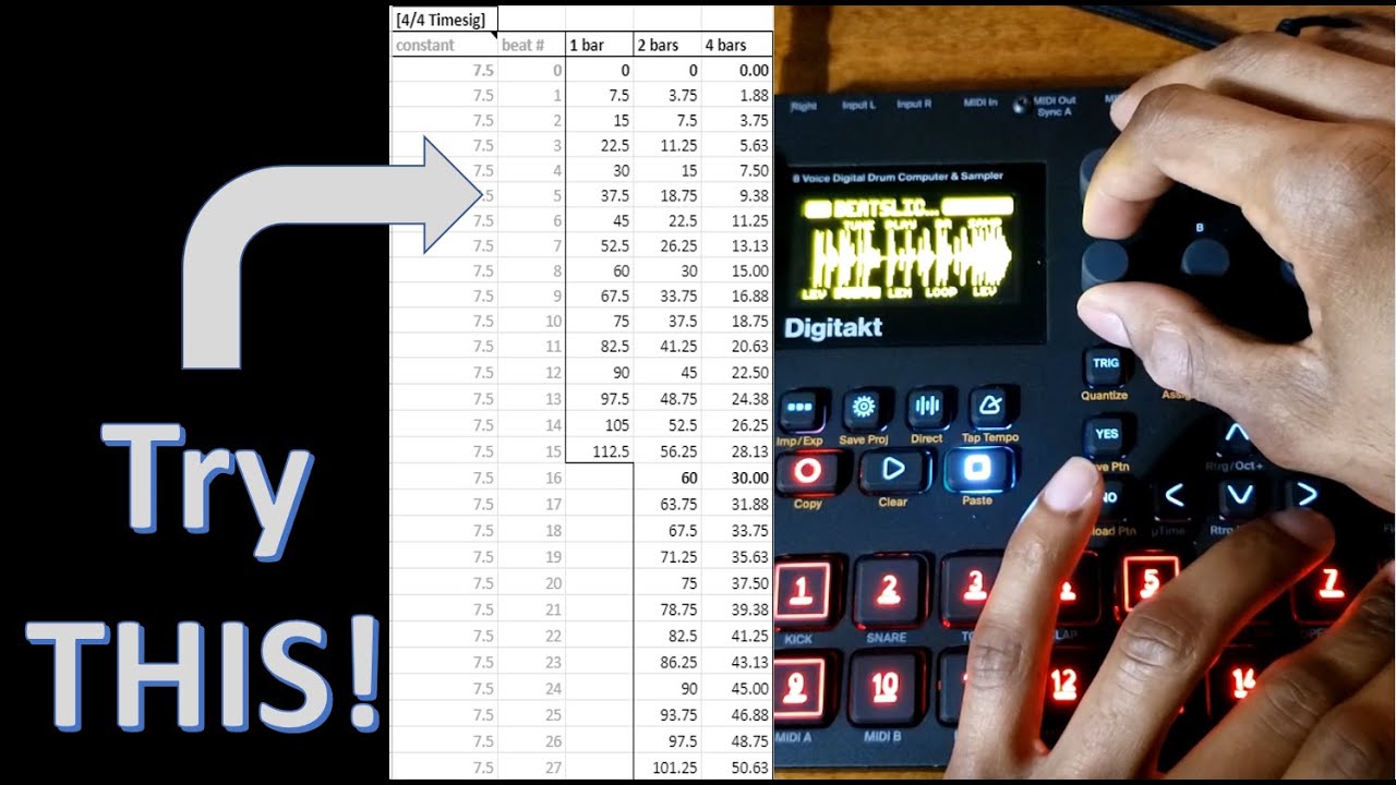 Digitakt Quick Beatslicing Tutorial (via sampleStart chart) - YouTube