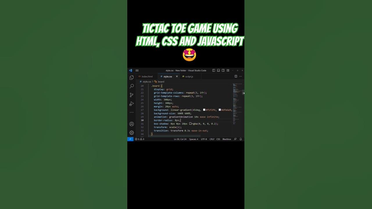 Design Tictac Toe Game Using Html Css And Javascript 🤩 Html Code Htmlcss Youtube