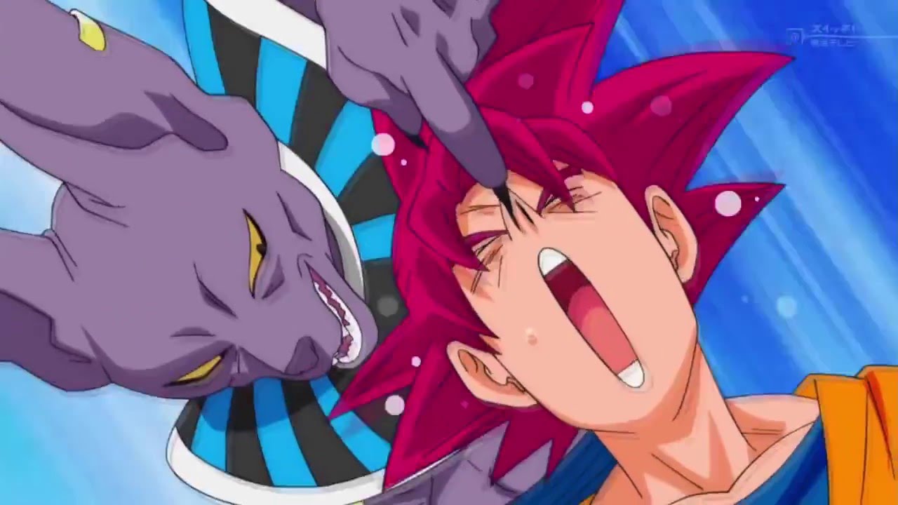 Dragon Ball Super Goku bites Beerus - YouTube