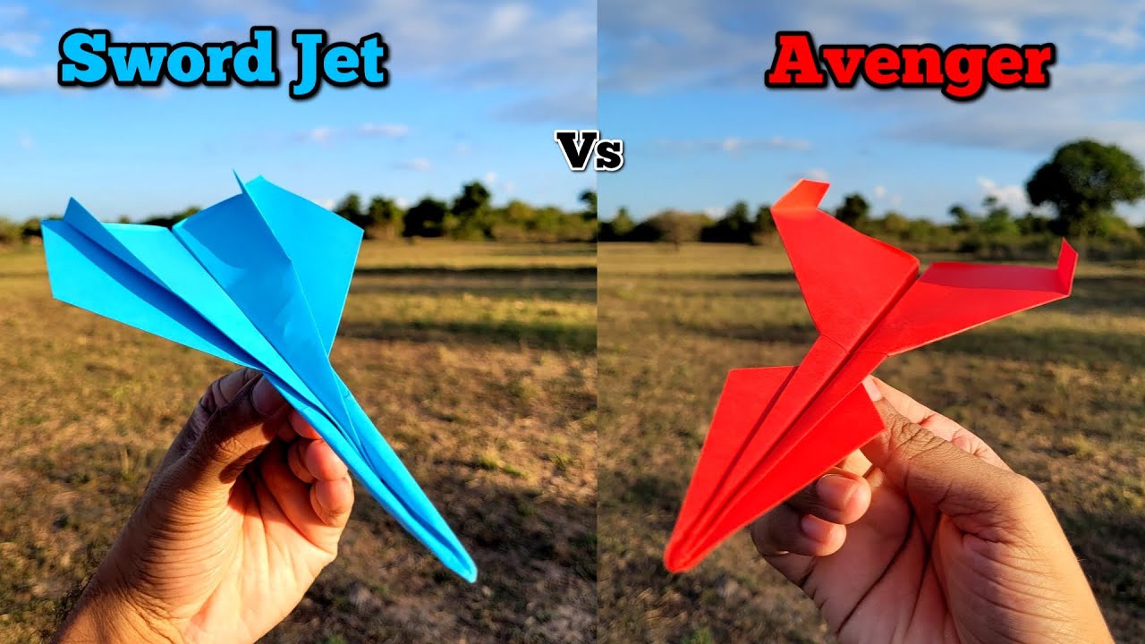 Sword Jet vs Avenger Paper Airplanes Flying Comparison and Making ...
