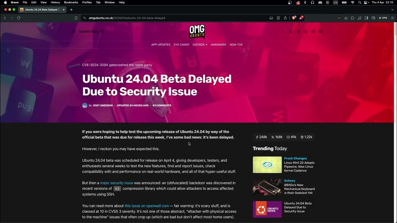 news ubuntu 24 04 beta delay - YouTube