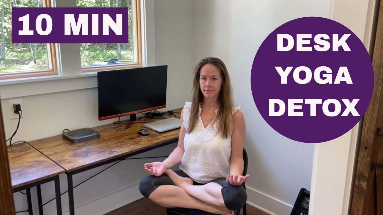 10 Minute Desk Yoga for Spine Detox - YouTube