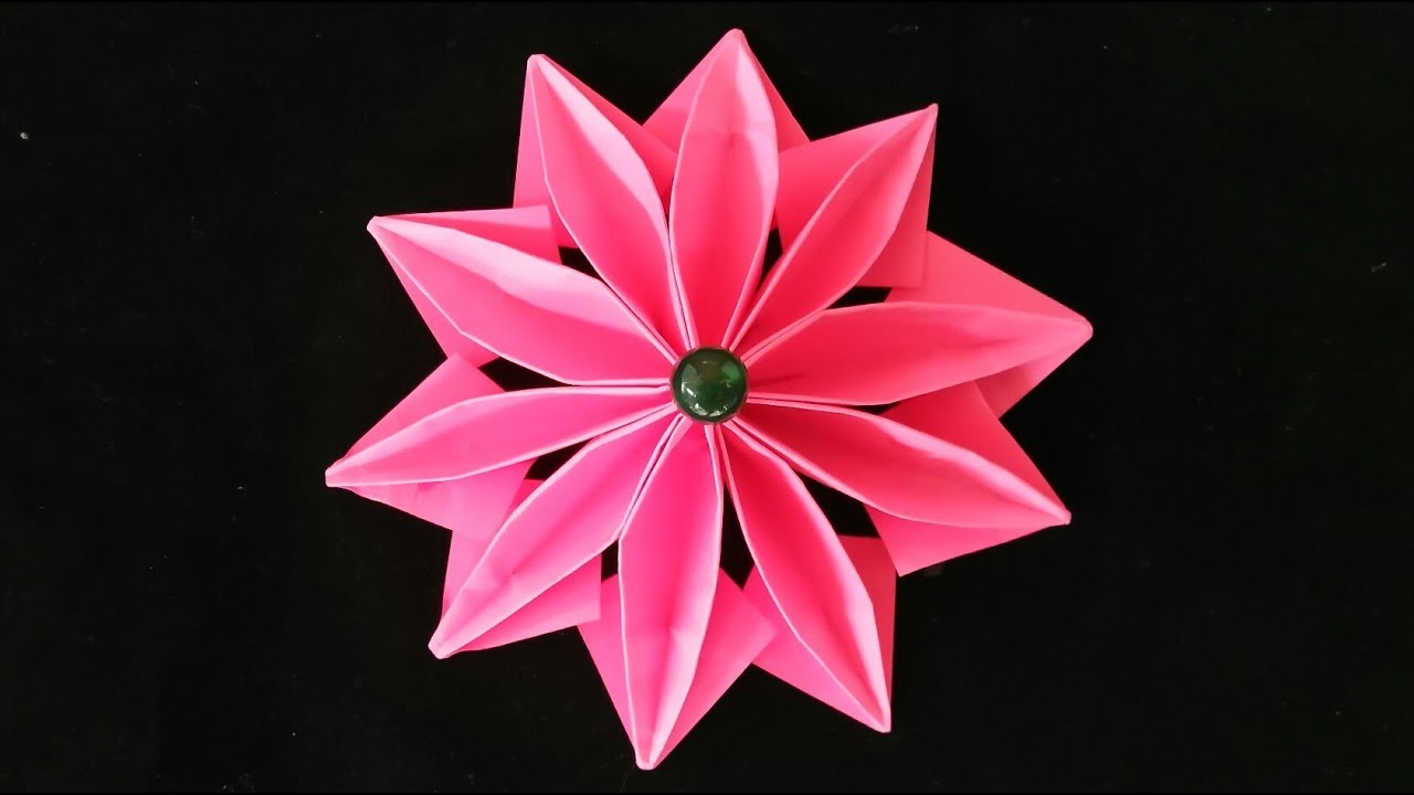 Membuat origami bunga cantik dari kertas - bunga 3D - YouTube