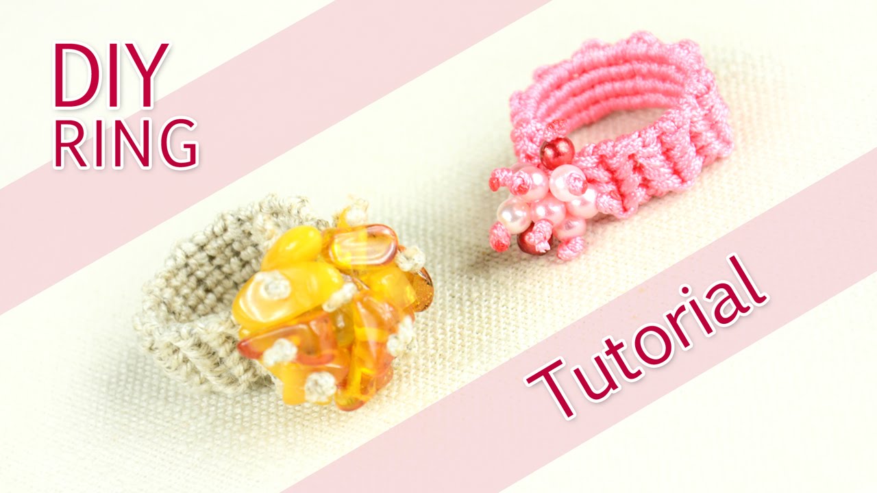 Sparkly Macrame Ring Tutorial - YouTube